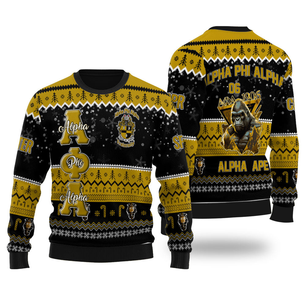 Personalized Alpha Phi Alpha Christmas Gold Black 2 Ugly Sweaters The ...
