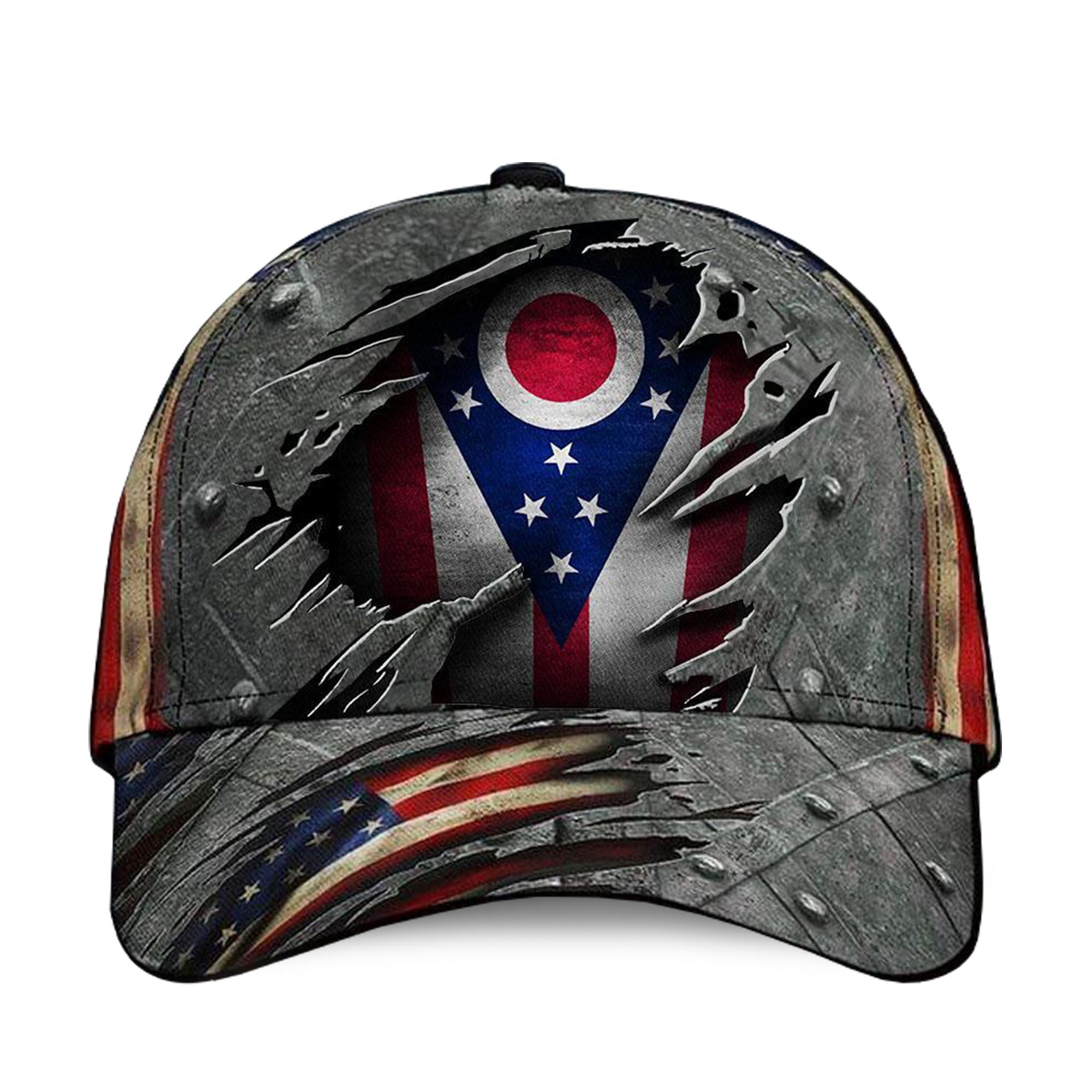 Ohio State Flag Hat 3D Printed Us Flag Old Retro Vintage Hat For Men ...