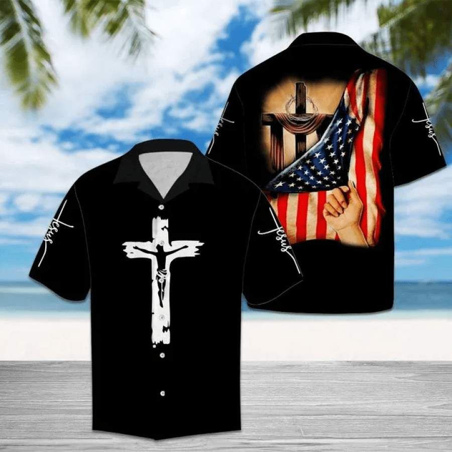 Hawaiian Aloha Shirts Amazing Christian Flag - Themarketfarmer