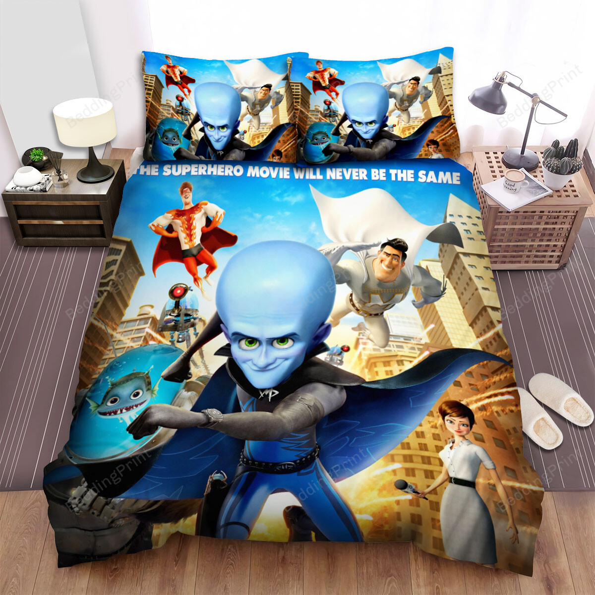 Megamind Main Superhero Characters Poster Bed Sheets Spread Duvet Cover ...