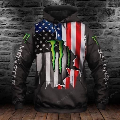 Monster Energy Ripped In American Flag 3d Printed Hoodie - Themarketfarmer