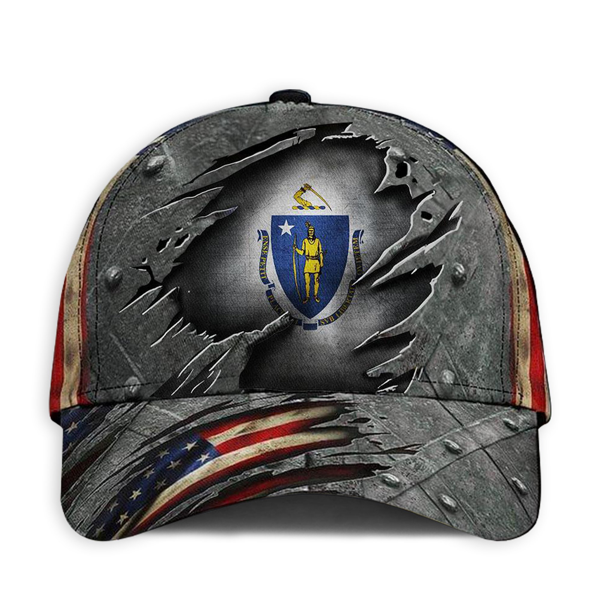 Massachusetts State Flag Hat 3D Printed US Flag Old Retro Vintage Hat ...