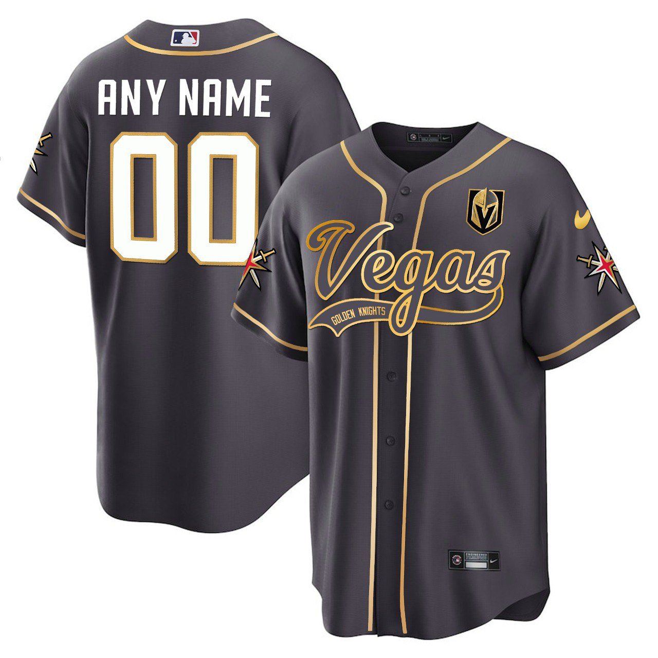 Vegas Golden Knights Custom Gray Baseball Jersey – All Stitched ...
