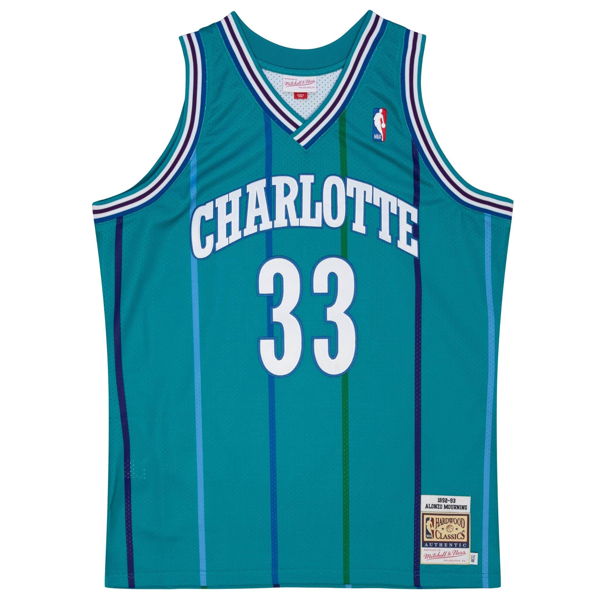 Mitchell & Ness Authentic Alonzo Mourning Charlotte Hornets Road 1992 ...