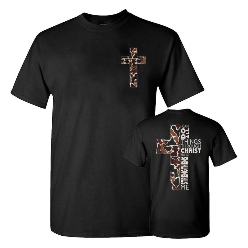 Christian Shirt, Camo Cross Design With Philippians 4:13 Verse, Perfect ...