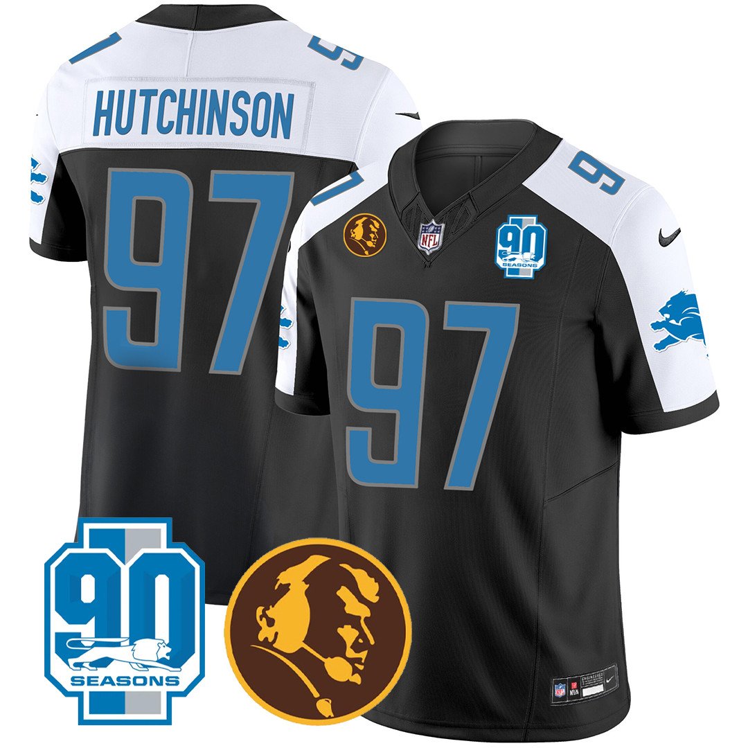 Men’S Detroit Lions 90Th & John Madden Patch Jersey – All Stitched ...
