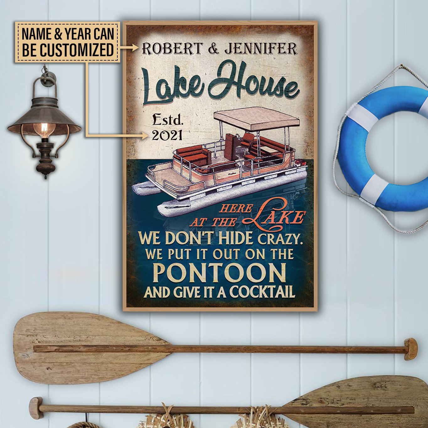 Personalized Pontoon Lake House Don't Hide Crazy Customized Poster ...