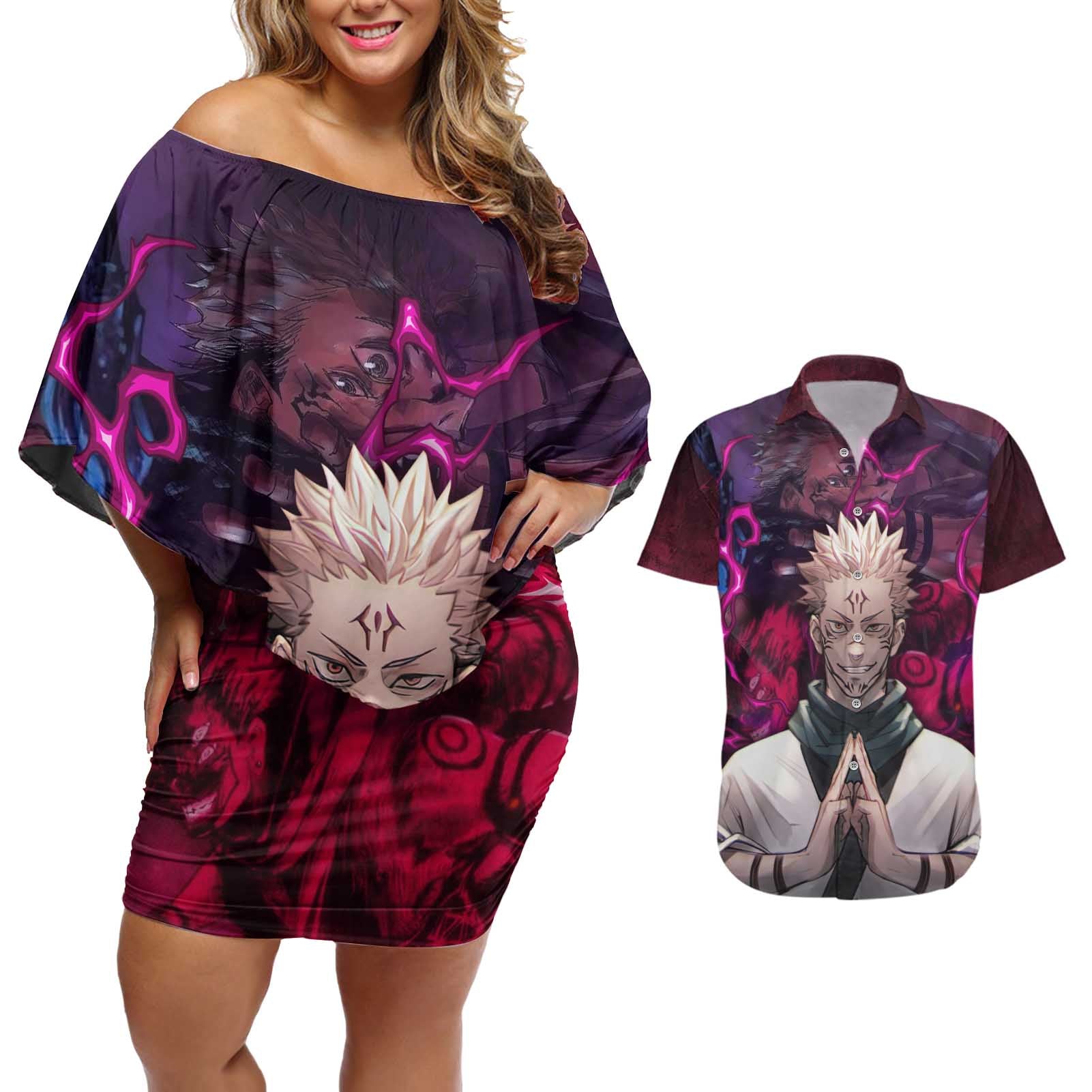 Ryomen Sukuna - Jujutsu Kaisen Couples Matching Off Shoulder Short ...