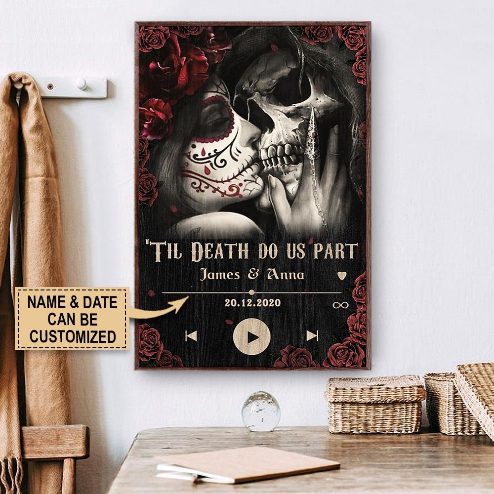 Personalized Music Skeleton Couple 'Till Apart Poster - Themarketfarmer