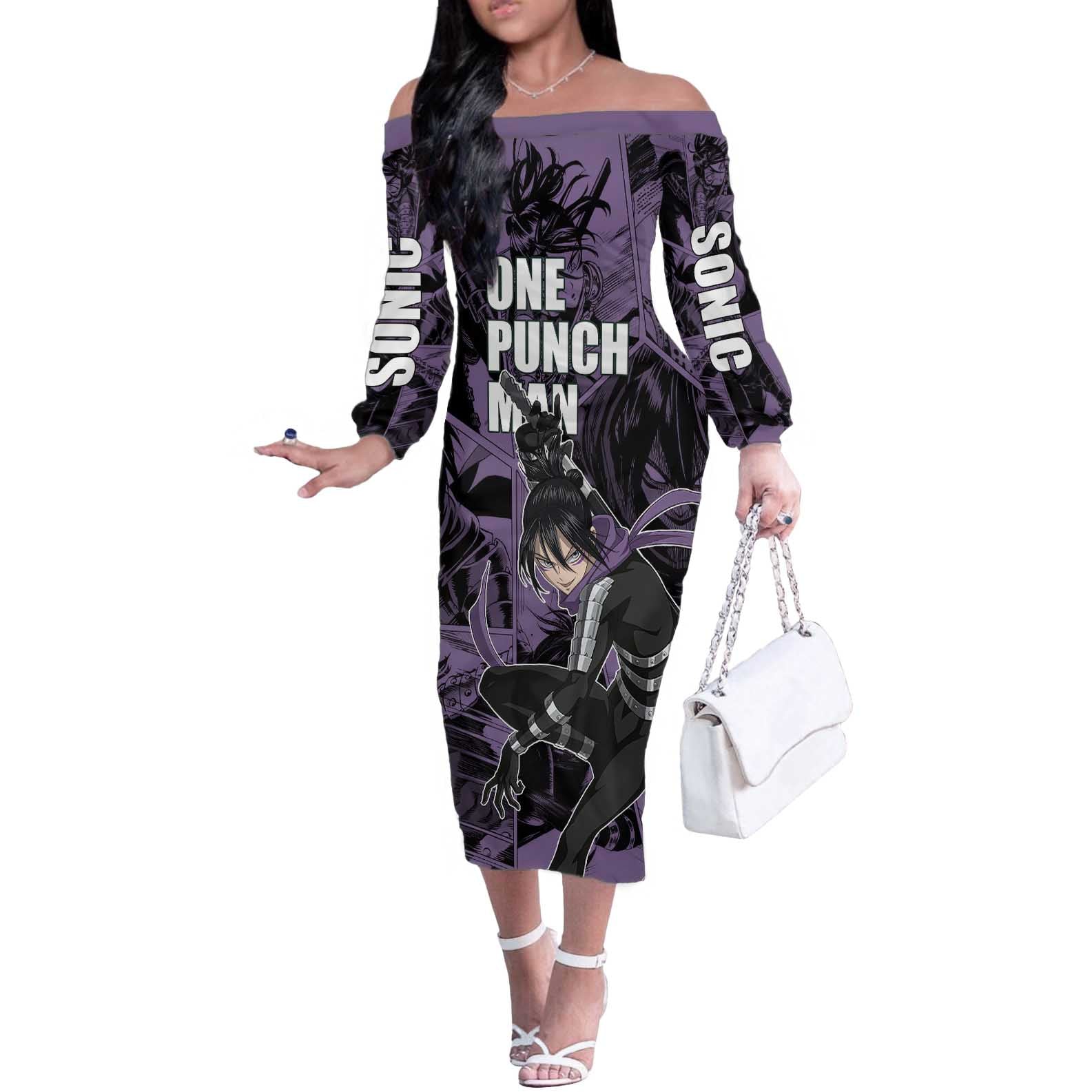 Sonic - Sonic Off The Shoulder Long Sleeve Dress Anime Style Ts04 X ...