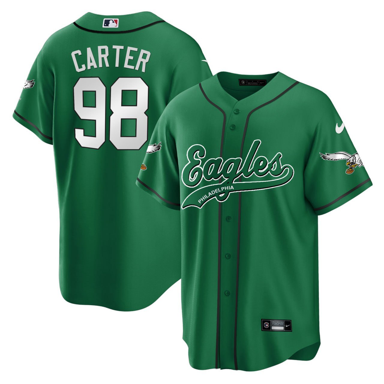 Jaylen Carter Eagles Kelly Green Baseball Jersey – All Stitched ...