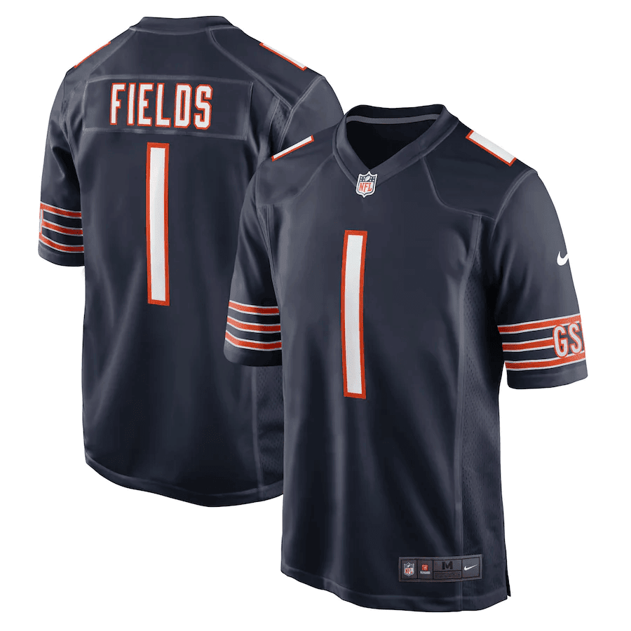 Justin Fields Chicago Bears Gsh Navy Game Jersey – All Stitched ...