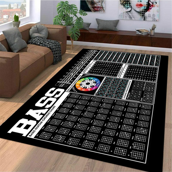Bass Guitar Black Chart Area Rug - Themarketfarmer