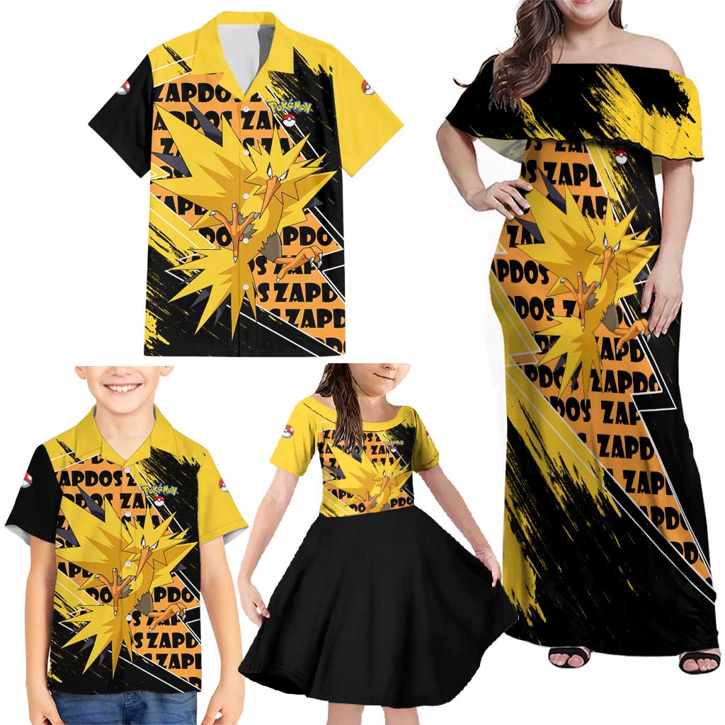Zapdos - Pokemon Family Matching Off Shoulder Maxi Dress And Hawaiian ...
