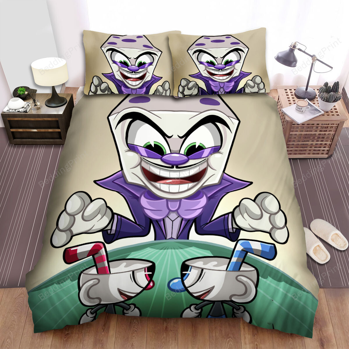 Cuphead - King Dice Versus Cuphead And Mugman Bed Sheets Spread Duvet ...