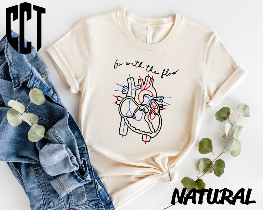 Go With The Flow Heart Shirt,CVICU Nurse Shirt,Cardiology Tee,Cardiac ...