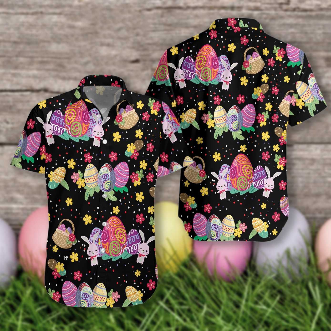 Hawaiian Aloha Shirts Flower Bunny Easter - Themarketfarmer