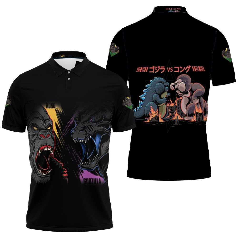 Kong Vs Godzilla Face To Face Battle Painting Godzilla Vs Kong Polo ...
