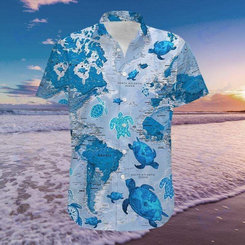 Sea Turtle Map Hawaiian Aloha Shirts - Themarketfarmer