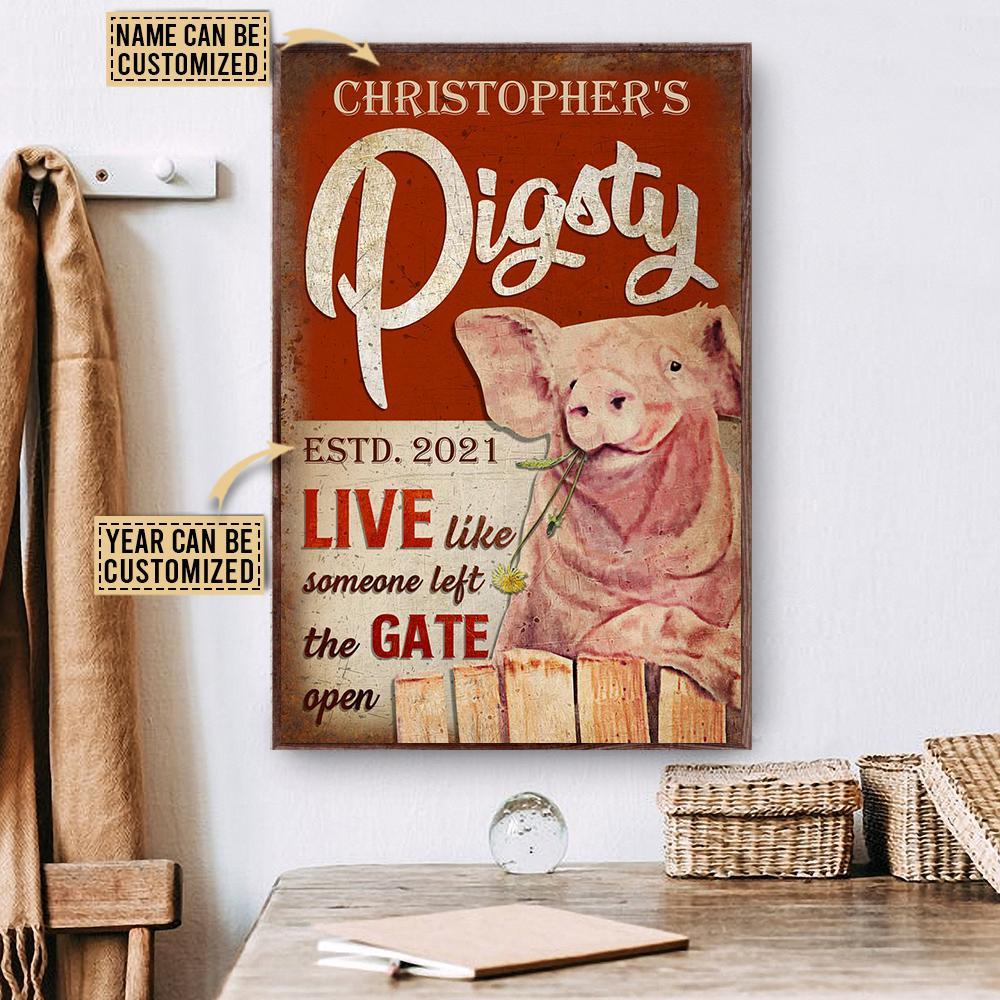 Personalized Pig Pigsty The Gate Open Customized Poster - Themarketfarmer