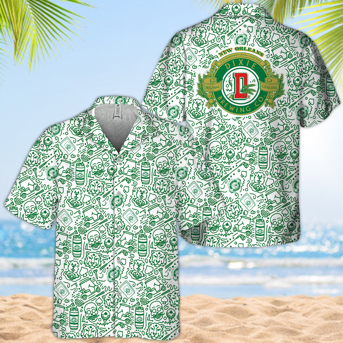 Dixie Beer Summer Doodle Art Hawaiian Shirt