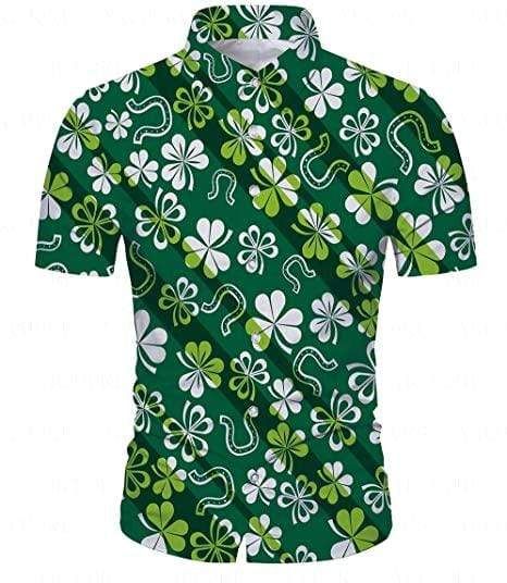 Shamrock Pattern Saint Patrick’s Day Hawaiian Aloha Shirts ...