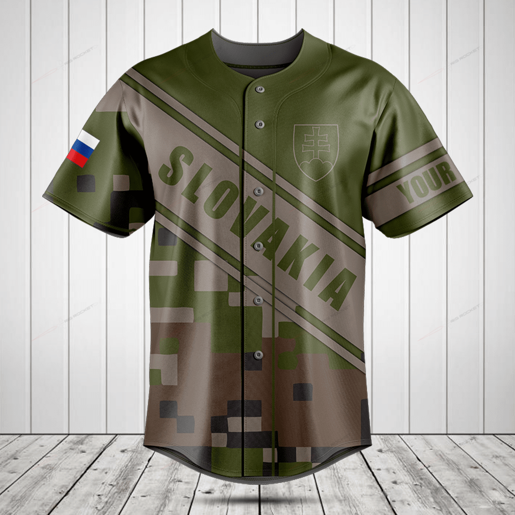 Merchcustom Slovakia Coat Of Arms Camouflage 3D Custom Baseball Jersey ...