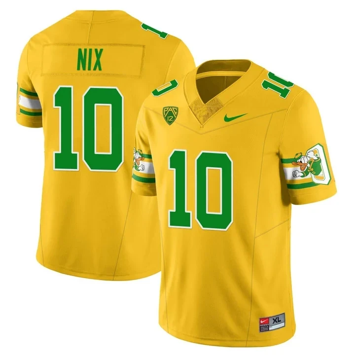 Bo Nix Oregon Ducks Mighty Oregon 1984 Throwback Yellow Jersey – All ...