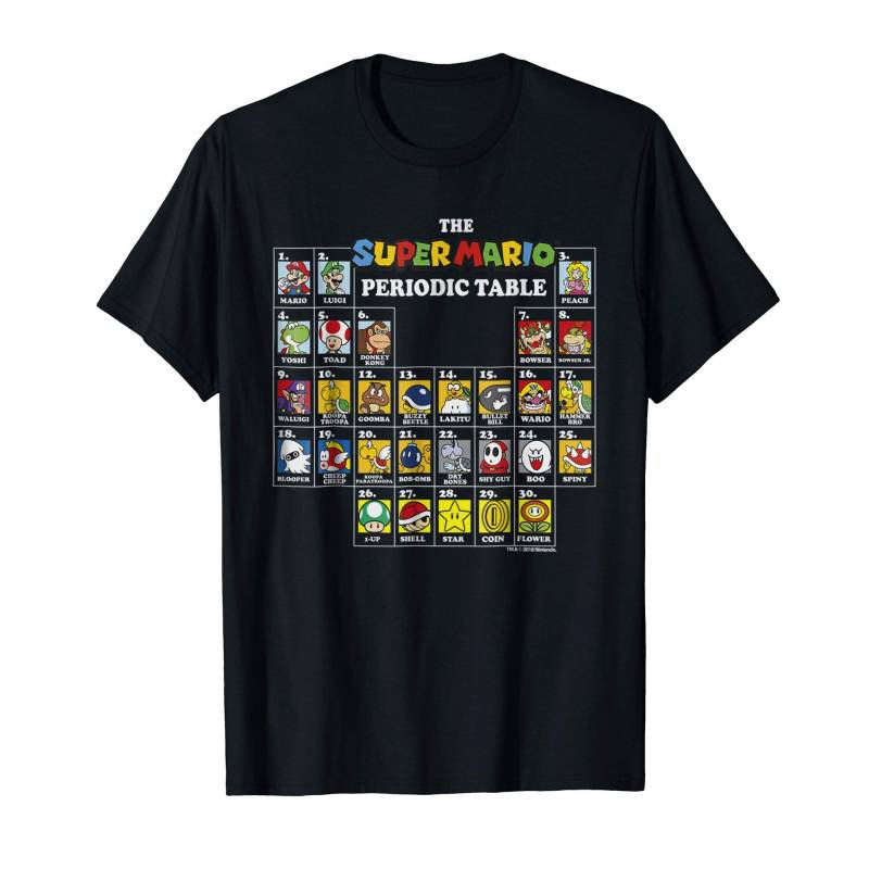 Super Mario Periodic Table Of Characters Graphic T-shirt - Love Art USA