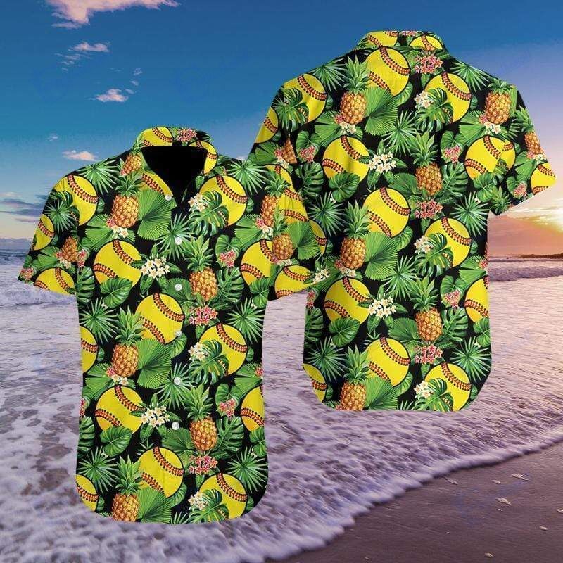Softball Pineapple Tropical Hawaiian Aloha Shirts - PoshmarkStore