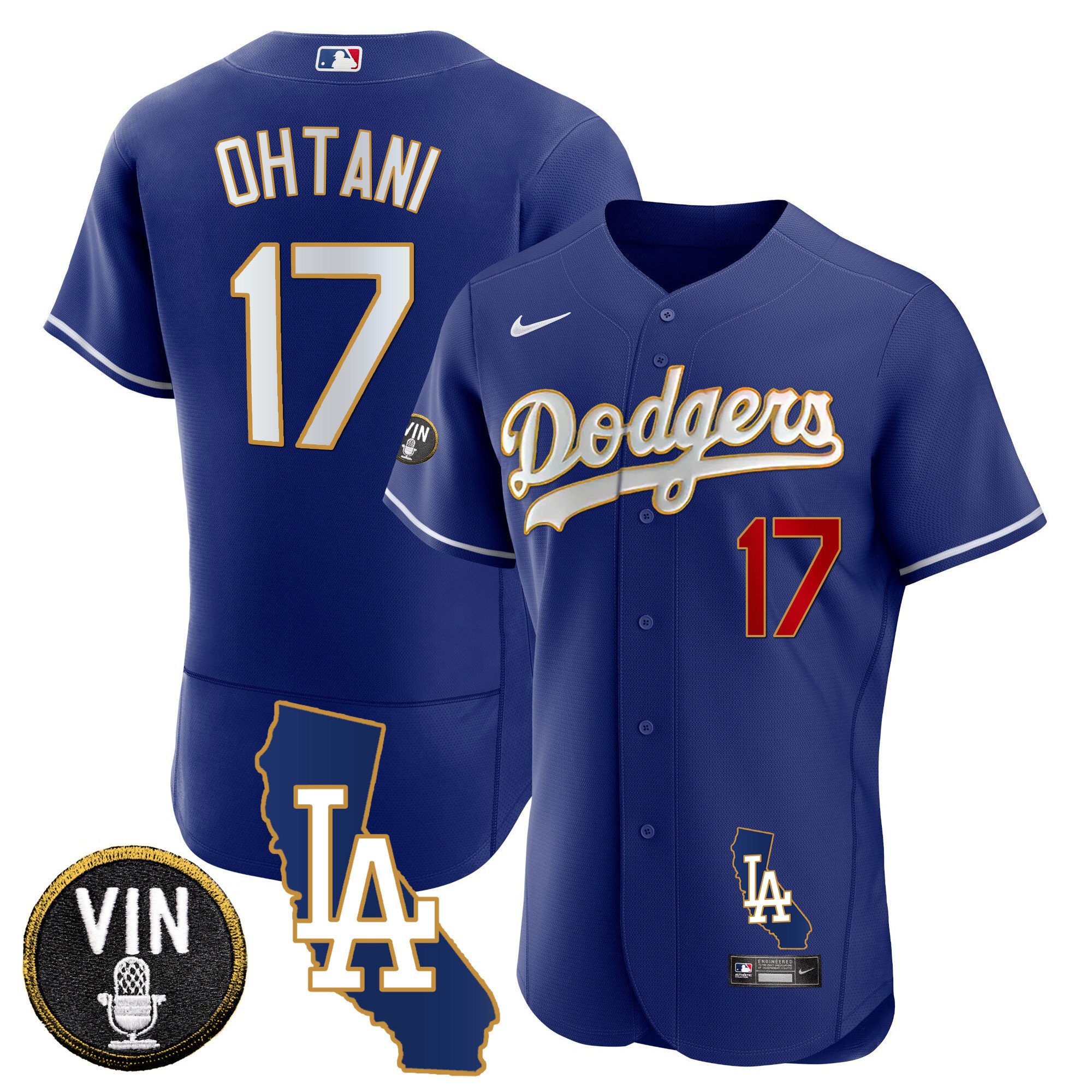 Men’S Dodgers California Patch Gold Trim Flex Base Jersey – All ...