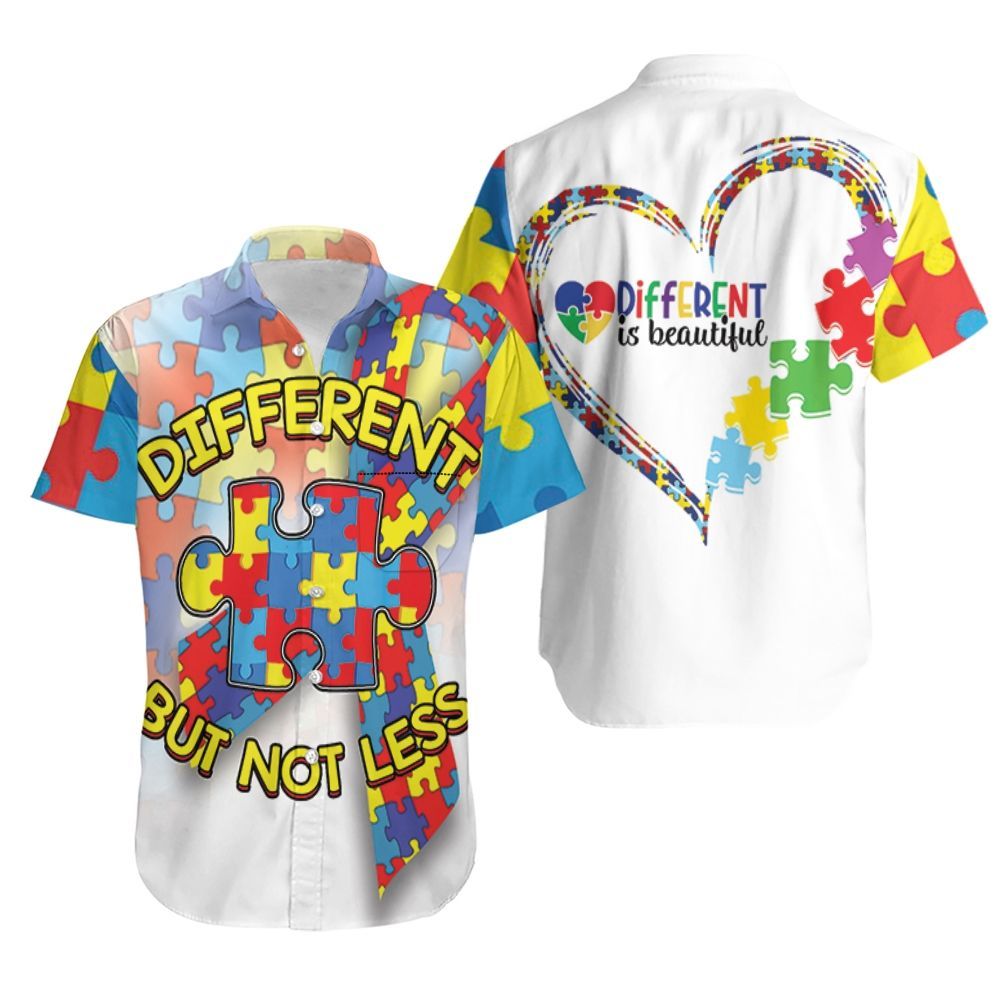 Different But Not Less Puzzle Autism Hawaiian Shirt - Themarketfarmer