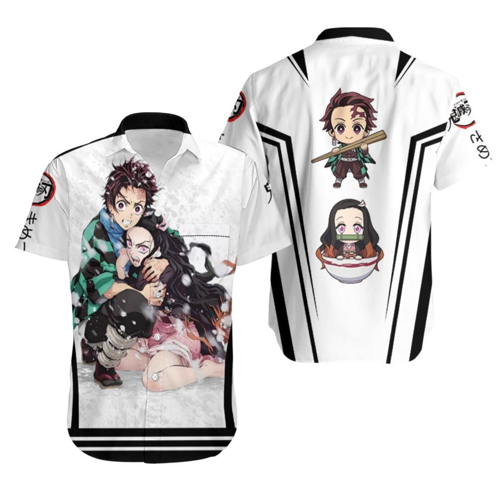 Kamado Tanjiro Hug Kamado Nezuko Anime Kimetsu No Yaiba Hawaiian Shirt ...