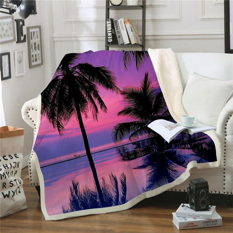 Purple Tropical Scene Blanket Quilt - Themarketfarmer