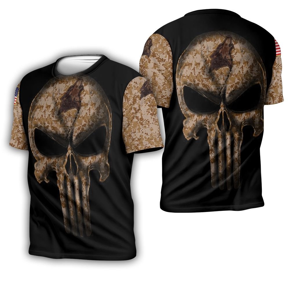 Camouflage Skull Minnesota Timberwolves American Flag 3D T-Shirt ...