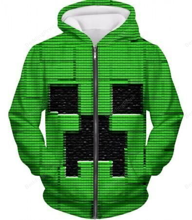 Minecraft Night Creeper Mob Zip Up Hoodie - Themarketfarmer